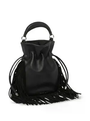 ORTIGNI Fringed Leather Tote - Black