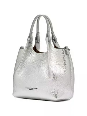GIANNI CHIARINI Dua Leather Shoulder Bag - Silver