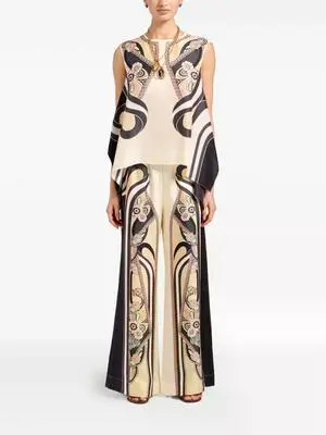 La DoubleJ Floral-print Palazzo Trousers - Neutrals