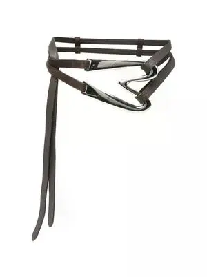 Moschino Silver-tone Buckle Leather Belt - Brown