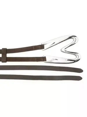 Moschino Silver-tone Buckle Leather Belt