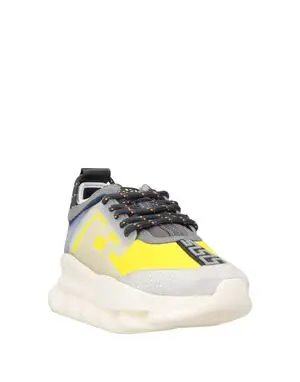 Versace Textile Fibers, Leather, And Calfskin Chunky Sneakers - Yellow