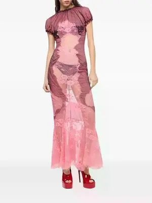 Attico Lace Geometric-pattern Midi Cotton Dress - Pink