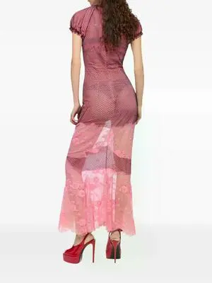 Attico Lace Geometric-pattern Midi Cotton Dress - Pink