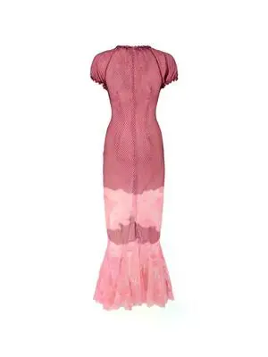 Attico Lace Geometric-pattern Midi Cotton Dress - Pink