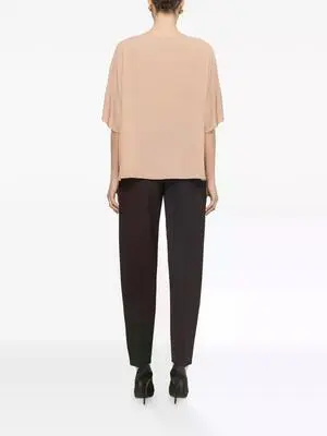 NISSA Pleat-detail Chiffon Top - Neutrals