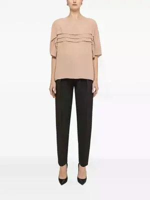 NISSA Pleat-detail Chiffon Top - Neutrals