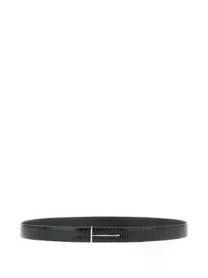TOM FORD T-buckle Crocodile-effect Belt - Black