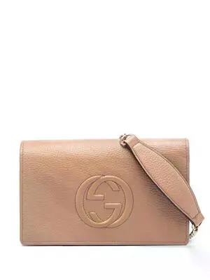 Gucci Pebbled Calfskin Soho Wallet On Chain Crossbody Bag - Neutrals