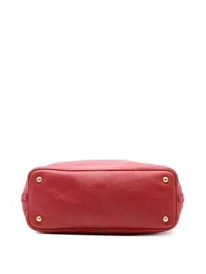 Prada Vitello Daino Side Zip Shopper Tote Satchel - Red
