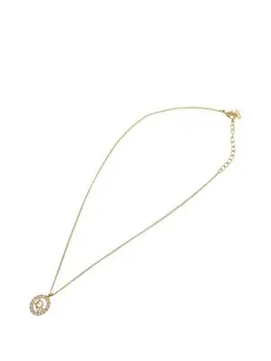 Dior 20th Century Rhinestone Logo Pendant Necklace - Gold