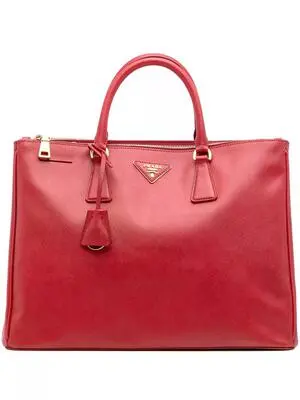 Prada Large Saffiano Lux Galleria Double Zip Satchel - Red