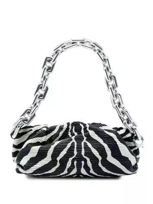 Bottega Veneta Textured Nappa Zebra Print Chain Pouch - Black