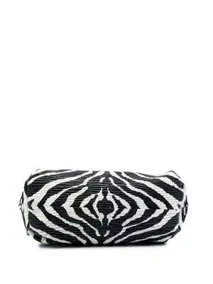 Bottega Veneta Textured Nappa Zebra Print Chain Pouch - Black