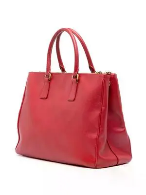 Prada Galleria Saffiano Lux Double Zip Satchel - Red