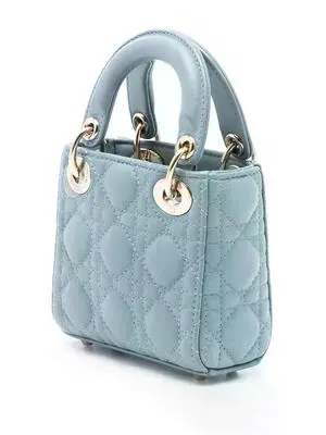 Dior 2022 Micro Lambskin Cannage Lady Satchel - Blue