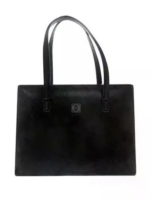 Loewe 2010-2026 Velvet Anagram Narciso Tote Bag - Black
