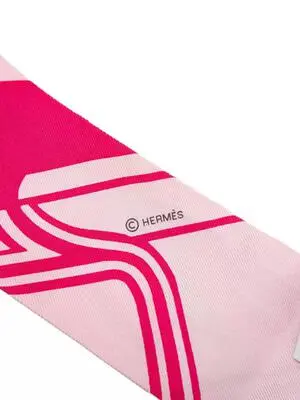 Hermès 20th Century Les Coupes Tattoo Twilly Silk Scarf Scarves - Pink