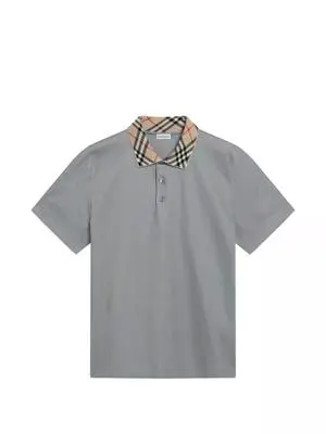 Burberry Check-collar Polo Shirt - Grey