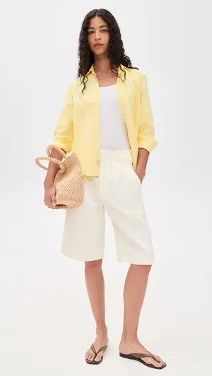 Frank & Eileen Relaxed Denim Button-up Shirt - Lemon