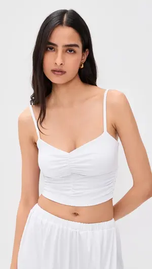 Susana Monaco Gathered Sweetheart Neck Tank Top