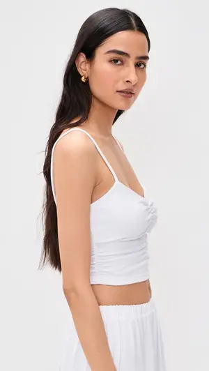 Susana Monaco Gathered Sweetheart Neck Tank Top