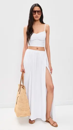 Susana Monaco Gathered Sweetheart Neck Tank Top