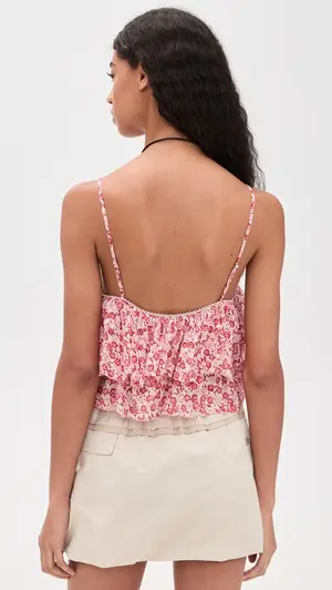 Isabel Marant Étoile Erisa Floral Print Tiered Ruffle Top - Red