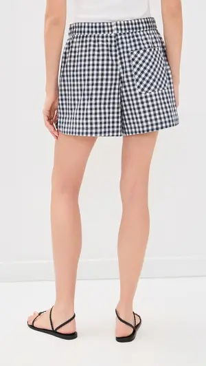 Marine Layer Gingham Check Poplin Boxer Shorts - Navy/white Gingham