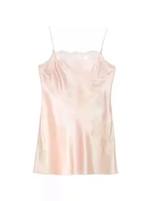 Carine Gilson Carine Gilson Lace-Detail Silk Slip Pink