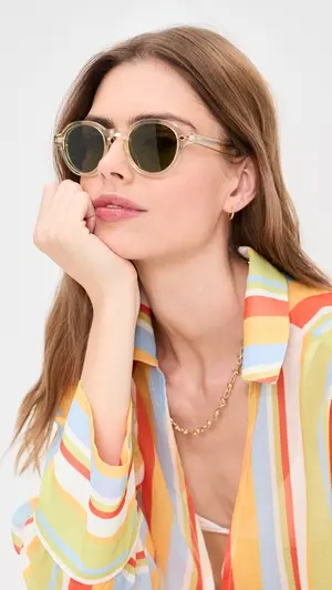 Garrett Leight Flipper Round Frame Sunglasses - Pg/sfpgn