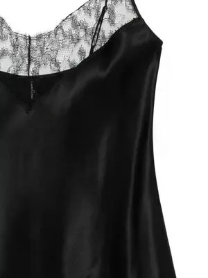 Carine Gilson Silk Slip Dress With Lace Trim