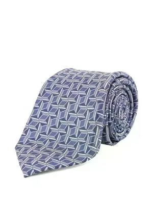 Kiton Geometric-pattern Neck Tie - Blue