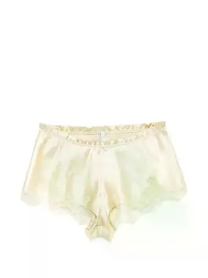Carine Gilson Lace-detail Silk Shorts - Yellow