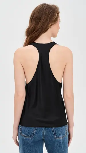 Eterne Hedi Top Silk Blend Scoop Neck Sleeveless - Black