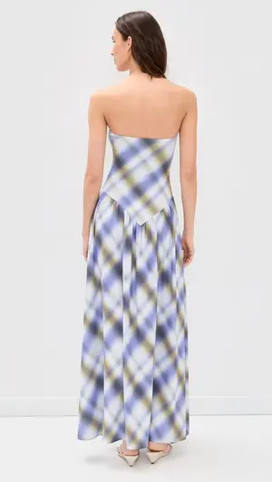 RESA Strapless Plaid Midi Dress - Blur