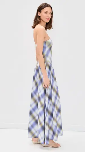RESA Strapless Plaid Midi Dress - Blur