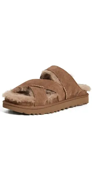 UGG Greenport Cross Strap Slides - Chestnut