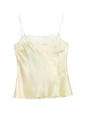 Carine Gilson Satin Lace-detail Camisole - Yellow