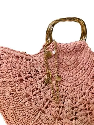 TWINSET Top Handle Woven Shoulder Bag - Pink