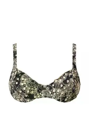 TWINSET Embroidered Bikini Top - Black