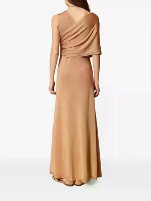 TWINSET Long Knit Dress With Lurex And One-shoulder Design - Neutrals