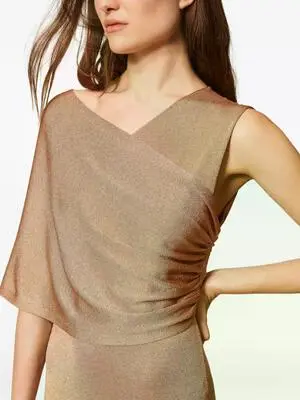 TWINSET Long Knit Dress With Lurex And One-shoulder Design - Neutrals