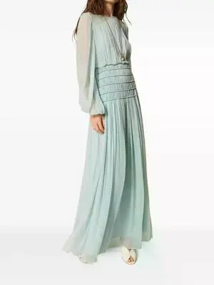 TWINSET Long Crépon Dress With Raised Motif