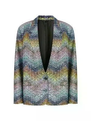 Missoni Zigzag-Pattern Single-Breasted Blazer Blue