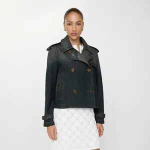 Burberry Cropped Denim Mayfair Trench Jacket