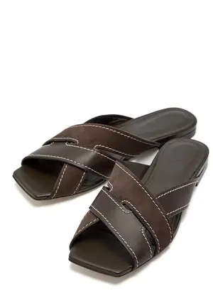 TOD'S Square-toe Suede And Leather Sandals