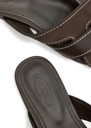 TOD'S Square-toe Suede And Leather Sandals