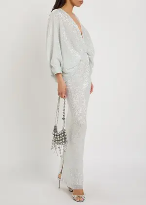 L'IDEE Paradiso Sequin-embellished Gown - White