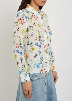 Alice + Olivia Willa Floral Print Silk Shirt